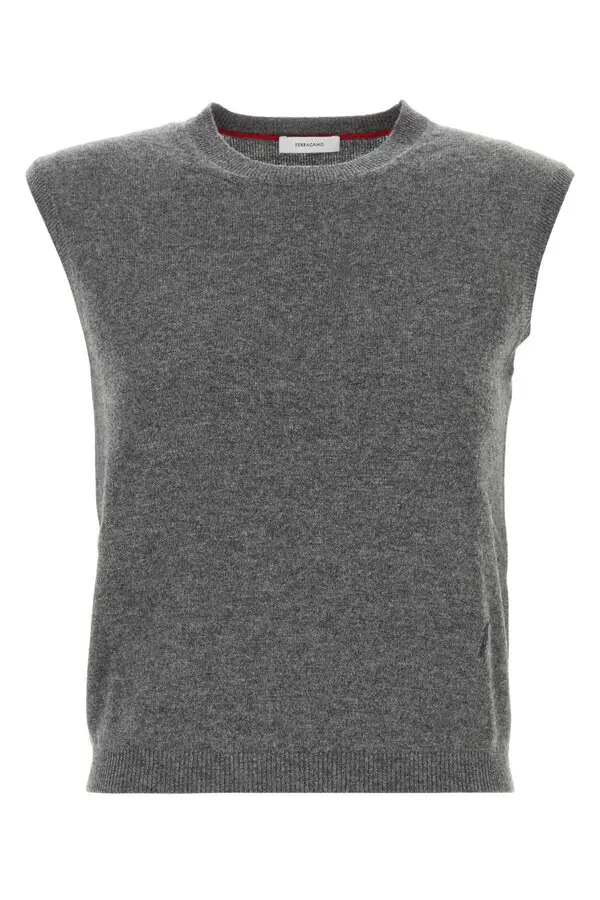 FERRAGAMO Stretch Cashmere Blend Knit Vest For - Grey