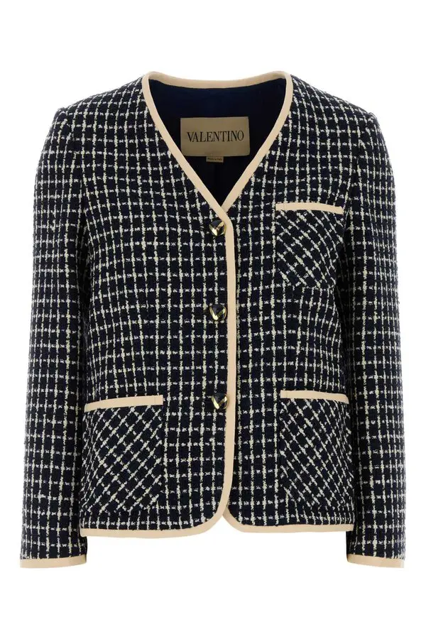Valentino Garavani Embroidered Tweed Blazer - Checked