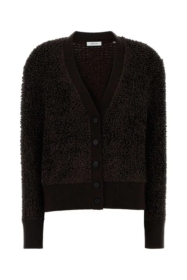 FERRAGAMO Boucle Loop Cardigan - Brown