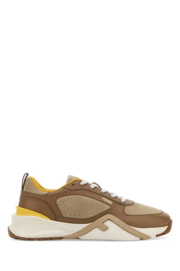 Fendi Two-tone Leather & Suede Flow Sneaker - Multicoloured