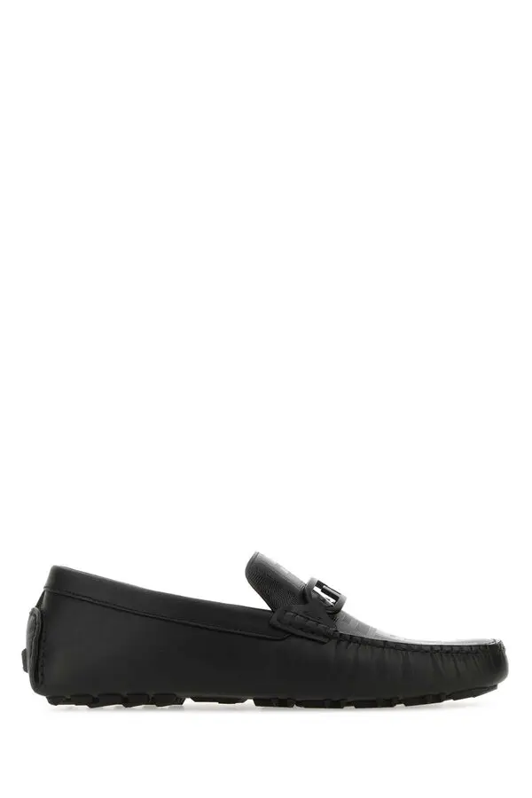 Fendi Diver O Lock Leather Loafers For