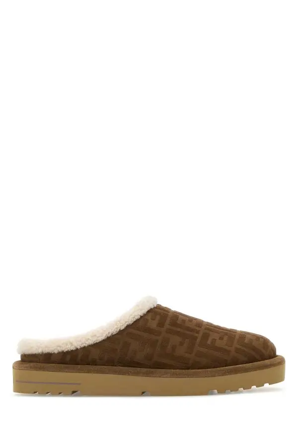 Fendi Suede Shearling Slippers For