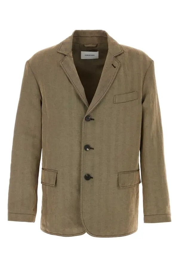 FERRAGAMO Embroidered Linen-blend Blazer For