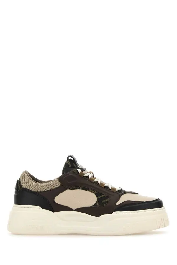 Fendi Force Sneaker In Leather And Canvas - Multicoloured