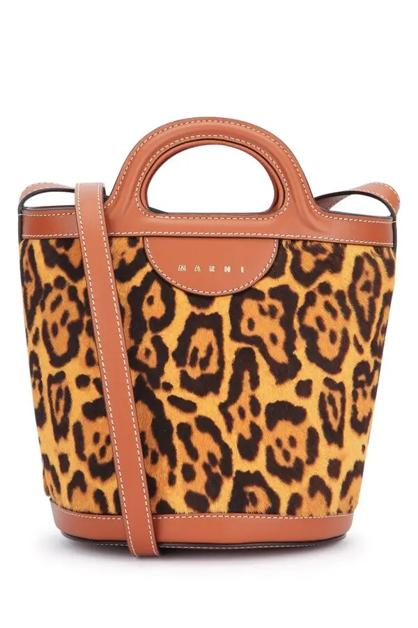 Marni Leopard Print Leather Crossbody Bag - Gold