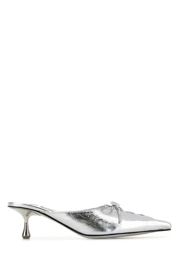 JIMMY CHOO Scarlett Leather Mule Pumps - Silver