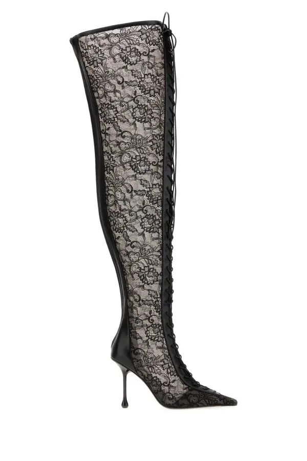 JIMMY CHOO Scarlett Lace And Nappa Leather Over-the-knee Boots