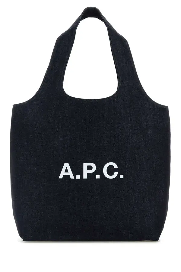 A.p.c. Denim Ninon Shopping Handbag 52 X 38 X 16 Cm With 23 Cm Handle
