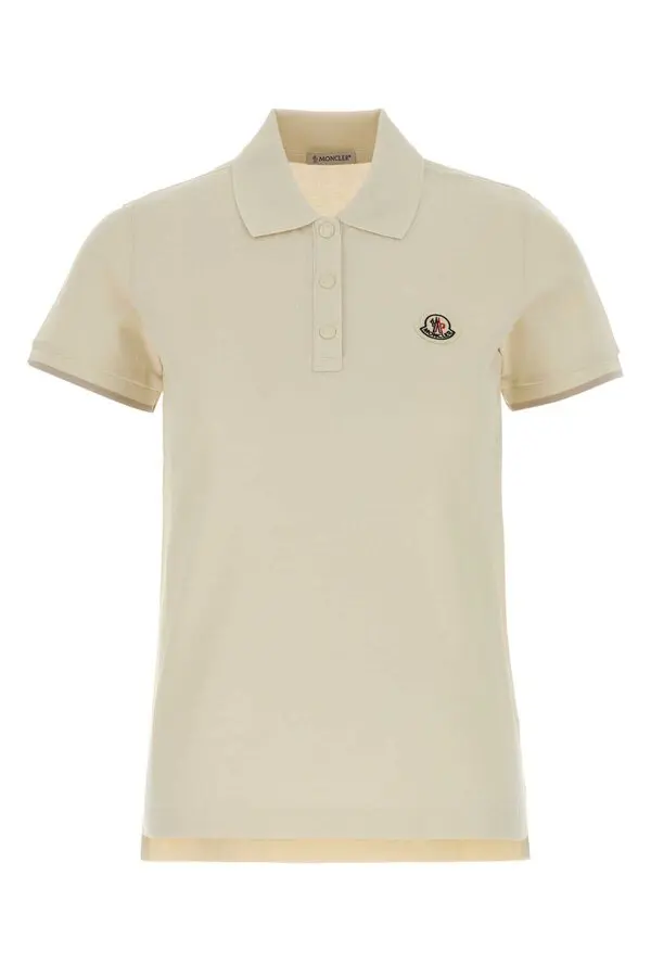Moncler Ivory Cotton Piqué Polo Shirt - White