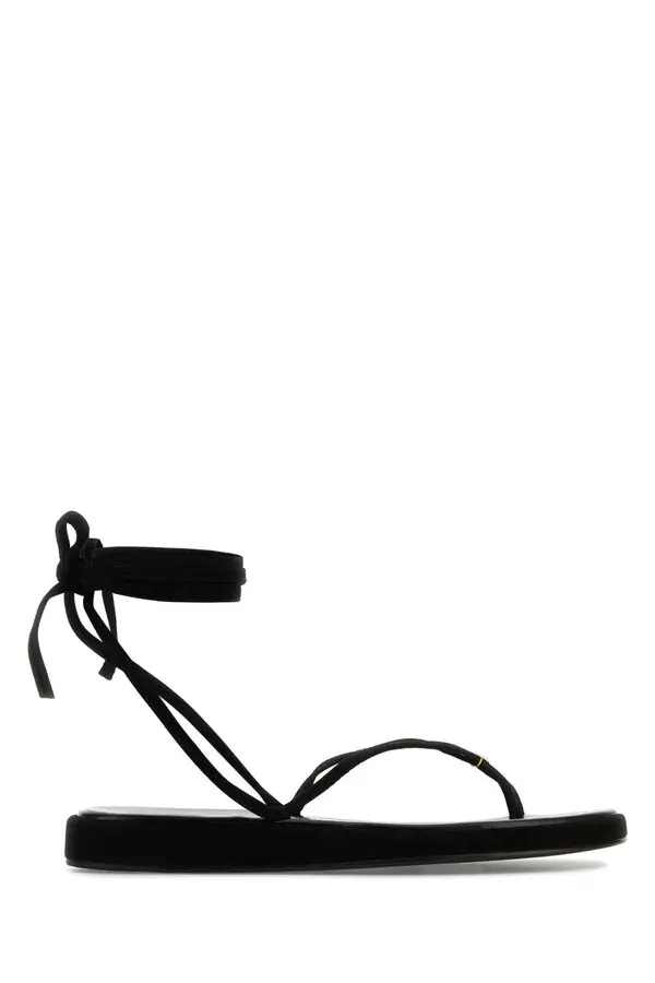 Tory Burch Suede Capri Sandals With Tie Fastening - Black