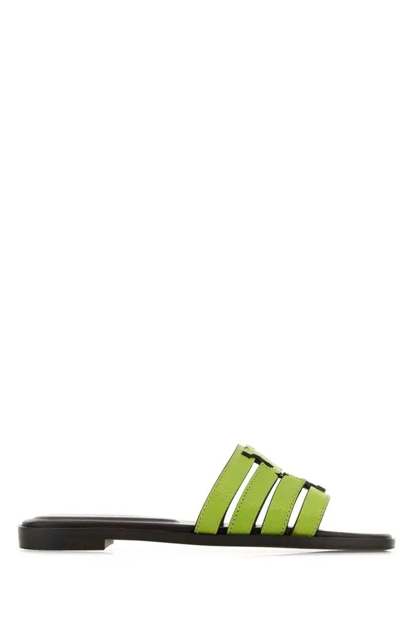 Tory Burch Ines Leather Slides - Green