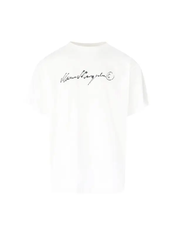 MAISON MARGIELA Graphic Print Cotton T-shirt - Off White