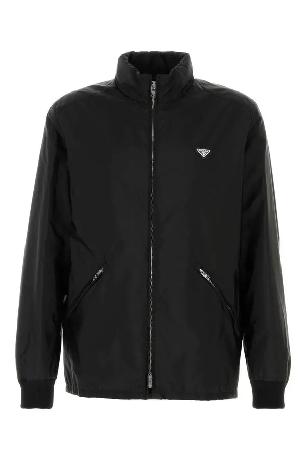 Prada Re-nylon Zip-up Jacket With Camel Lining