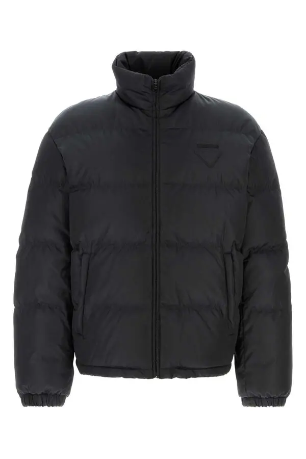 Prada Re-nylon Down Jacket With Hood - Black