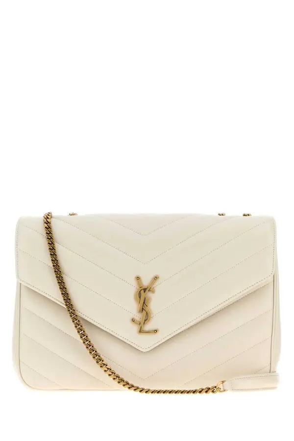 Saint Laurent Ivory Leather Large Lou Lou Shoulder Handbag