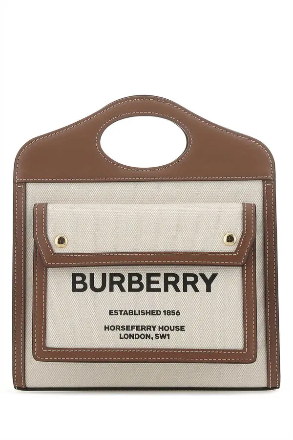 Burberry Two-tone Canvas And Leather Mini Pocket Handbag, 23 Cm