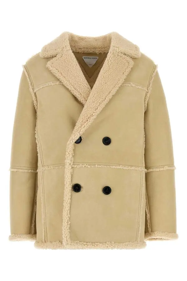 Bottega Veneta Double Breasted Shearling Jacket