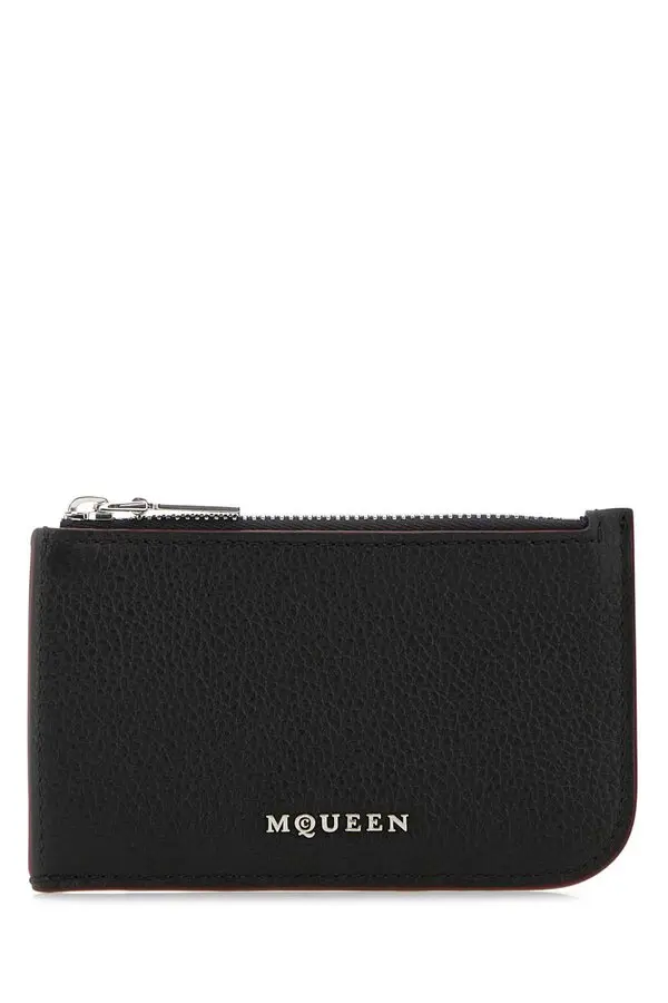 Alexander McQueen Leather Card Holder With Silver-tone Metal Hardware