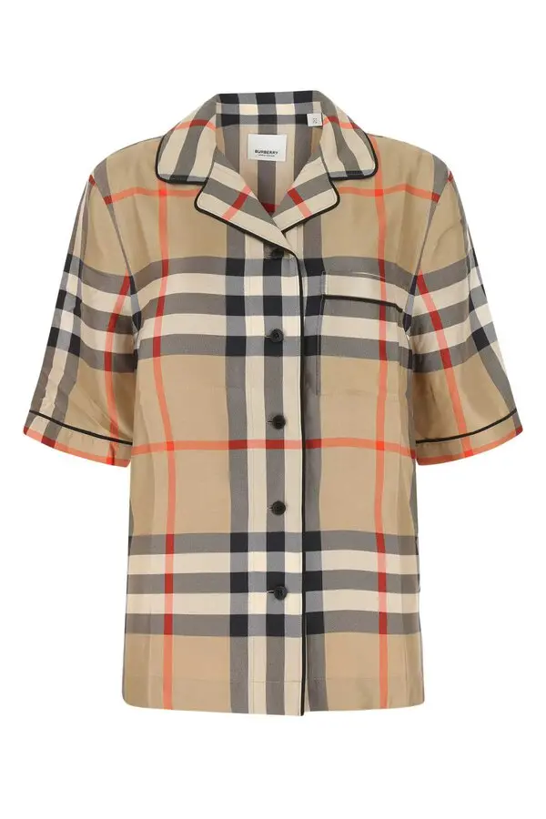 Burberry Classic Check Silk Short Sleeve Shirt