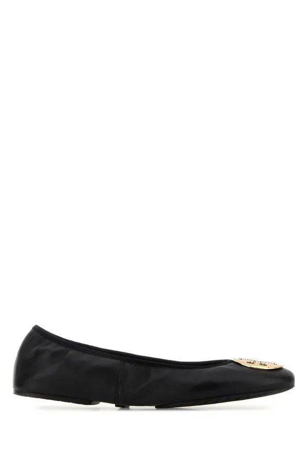 Tory Burch Leather Ballerina Flats - Black