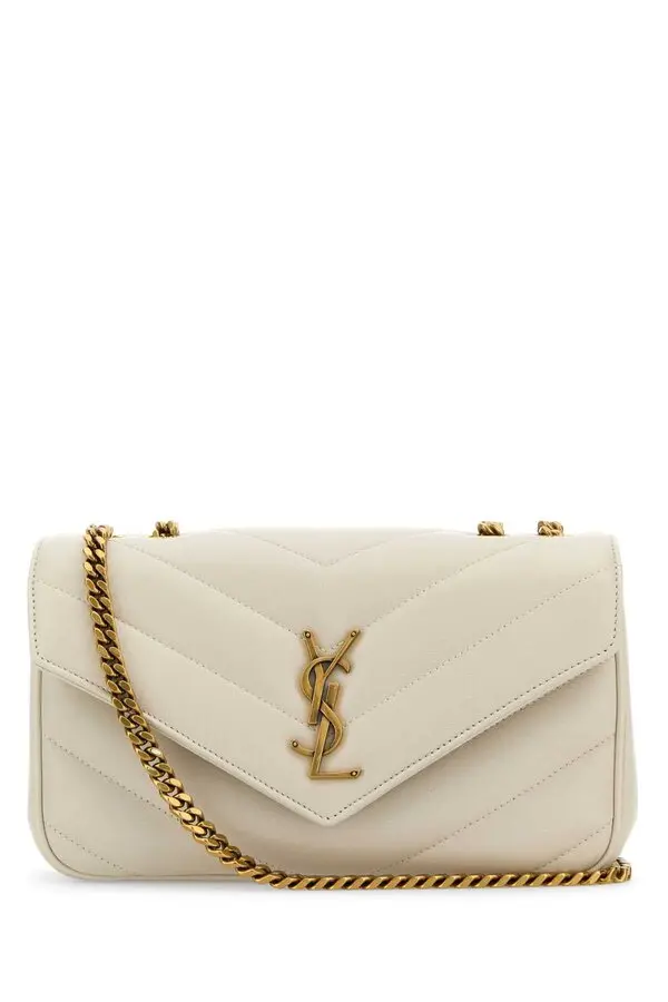 Saint Laurent Mini Loulou Lambskin Leather Shoulder Bag - White