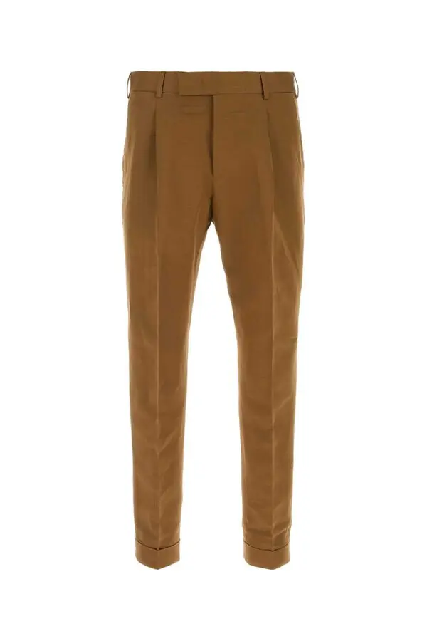 PT TORINO Biscuit Linen-blend Pleated Pant For