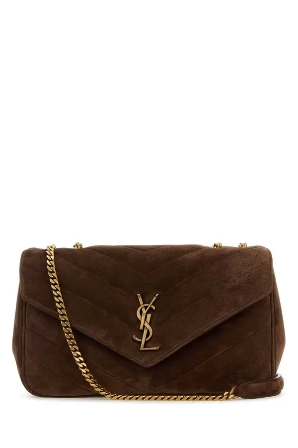 Saint Laurent Loulou Medium Suede Shoulder Handbag - Brown