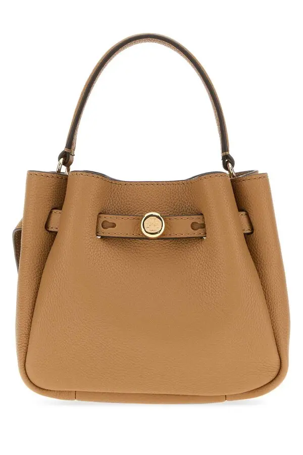 Tory Burch Mini Romy Bucket Handbag In Leather - Camel