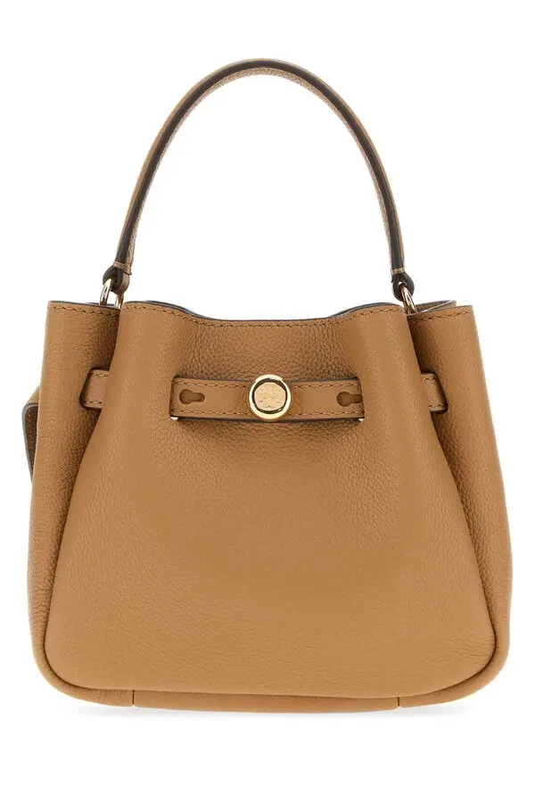 Tory Burch Mini Romy Bucket Handbag In Leather - Camel