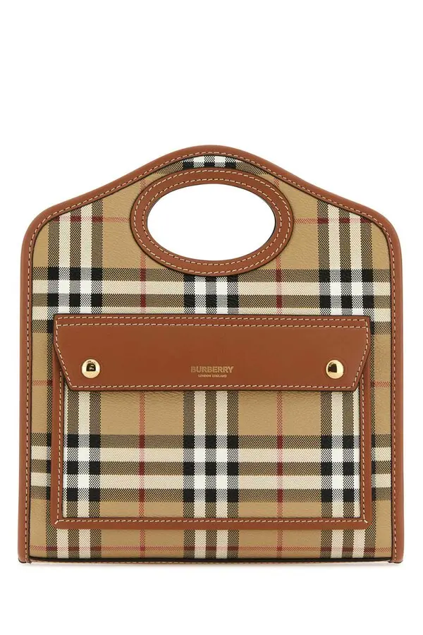 Burberry Printed Canvas And Leather Mini Pocket Handbag - Checked
