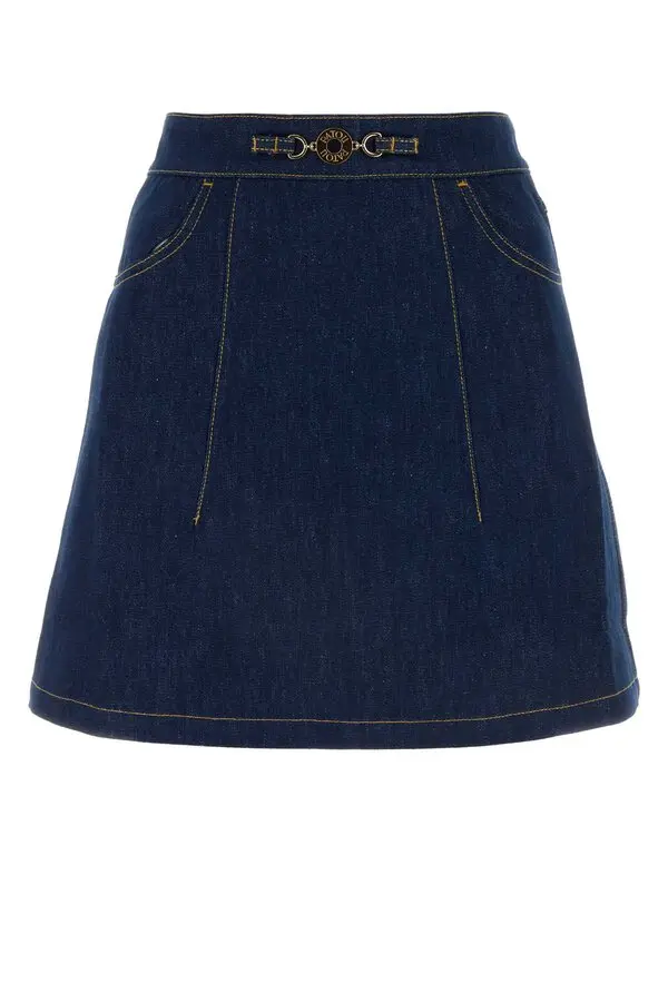 PATOU Denim Mini Skirt With Buckled Detail