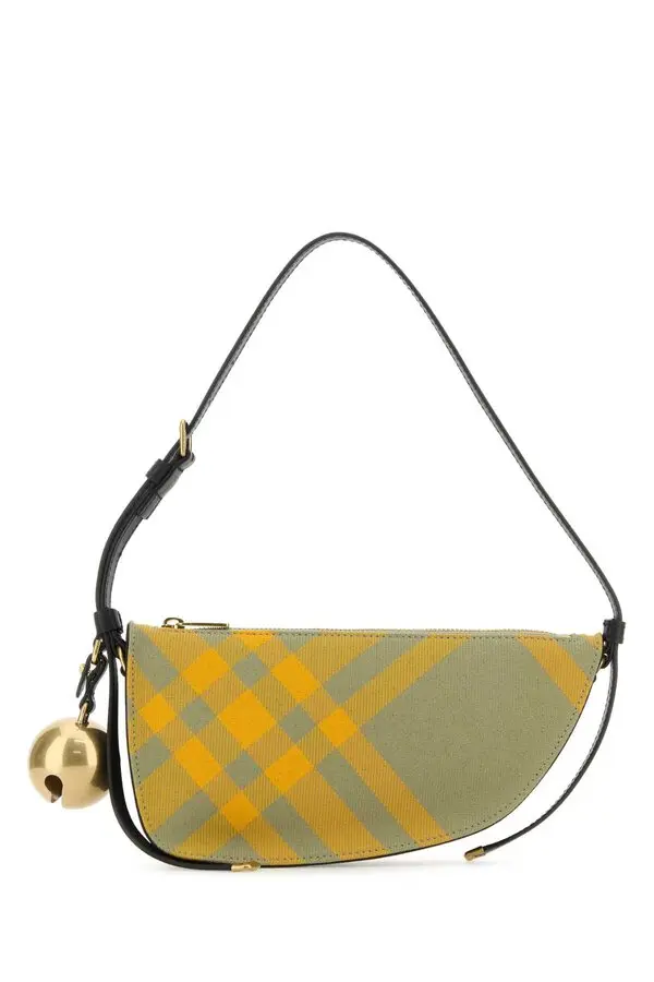 Burberry Mini Shield Embroidered Canvas Shoulder Handbag