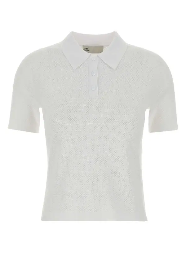 Tory Burch Stretch Viscose Polo Shirt - Black