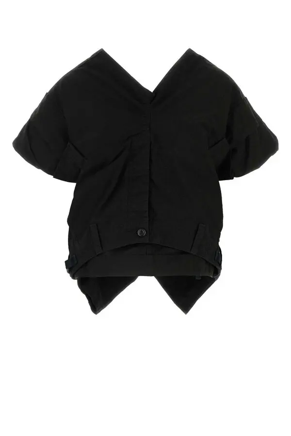 Balenciaga Cotton Blend Top With Structured Feel - Black