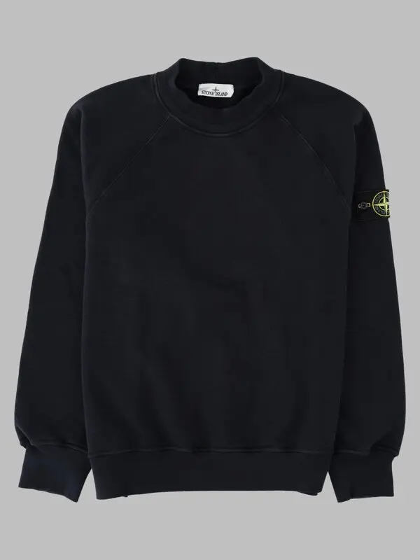Stone Island Logo Detail Cotton Sweatshirt - Blue