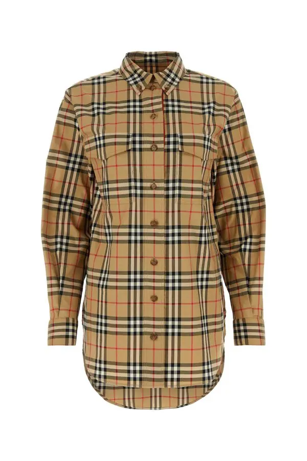 Burberry Embroidered Stretch Cotton Shirt