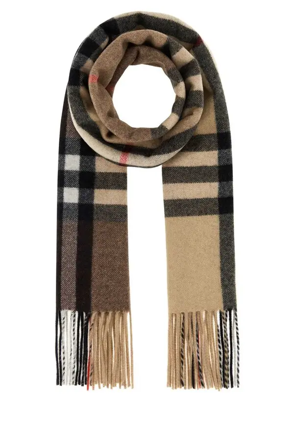 Burberry Embroidered Cashmere Scarf - Checked