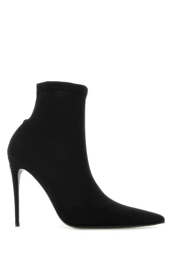 Dolce & Gabbana Fabric Ankle Boots With 10 Cm Heel - Black