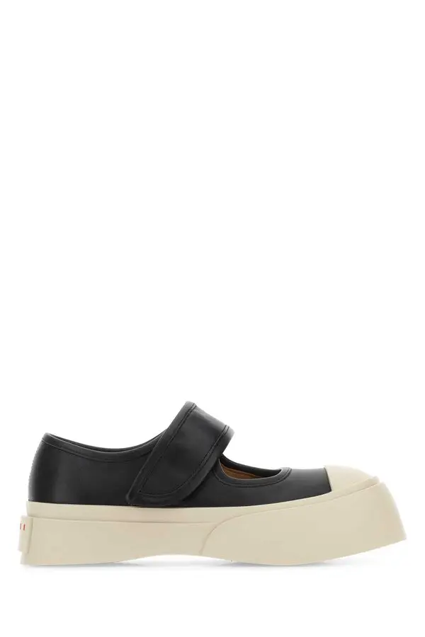 Marni Leather Mary Jane Sneaker With Rubber Sole - Black