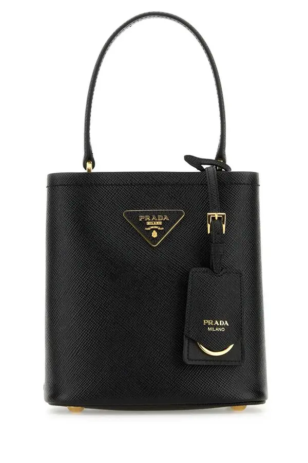 Prada Leather Mini Panier Handbag - Black