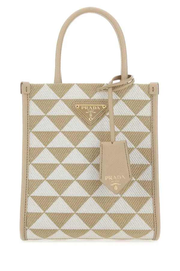 Prada Embroidered Fabric Mini Handbag With Golden Hardware - Printed