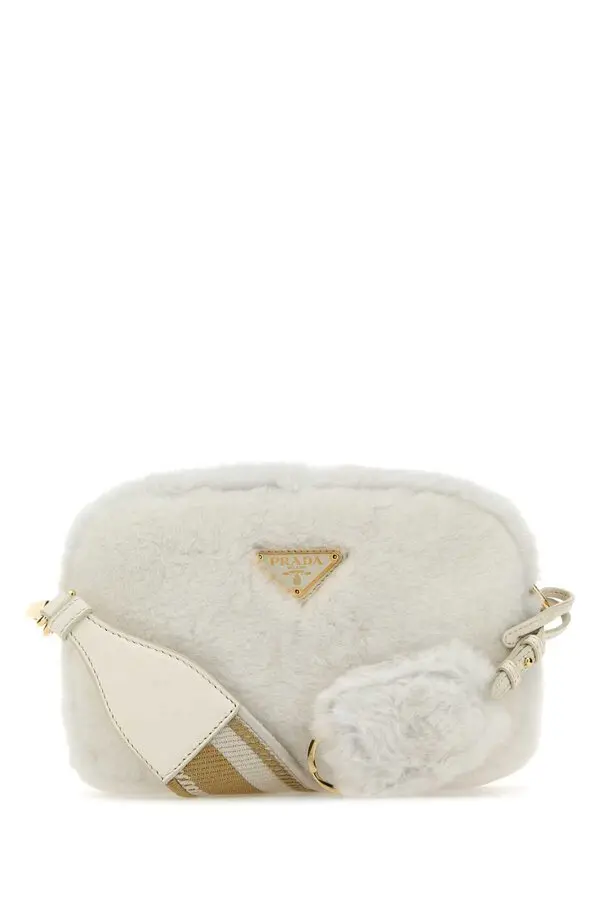 Prada Shearling Crossbody Handbag - White