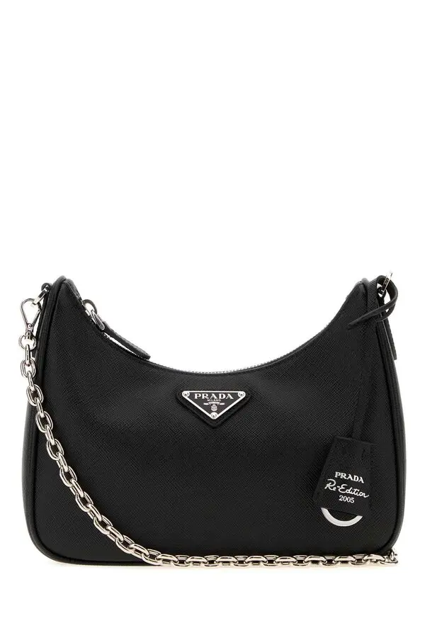 Prada Practical Shoulder Bag In Leather With Structured Dimensions And Adjustable Crossbody Strap