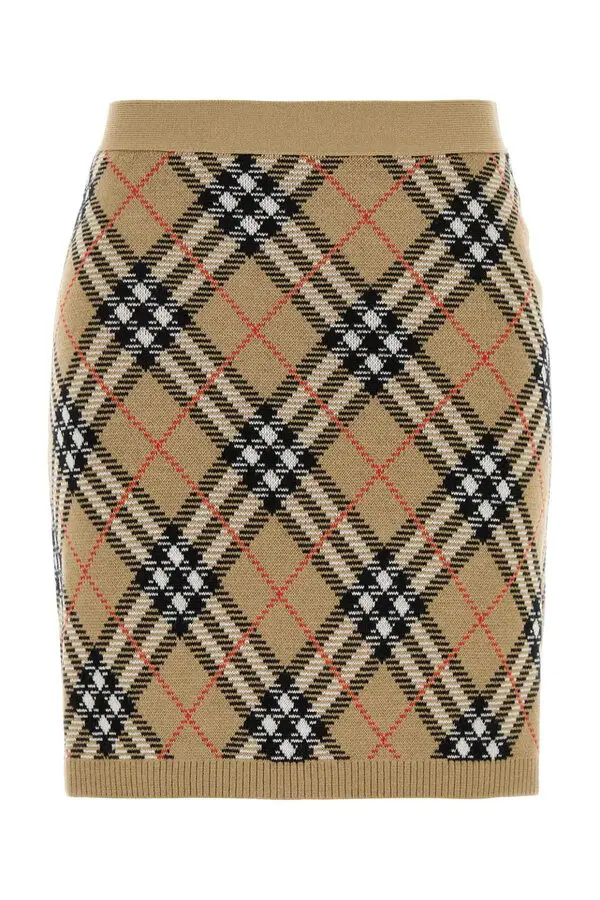 Burberry Plaid Knit Mini Skirt - Checked