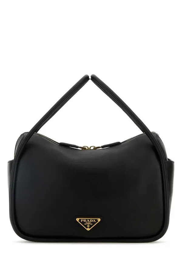 Prada Vitello Leather Top Handle Handbag - Black