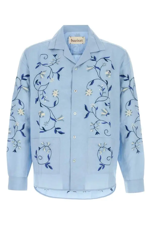 BAZISZT Embroidered Cotton Blend Lotus Shirt For