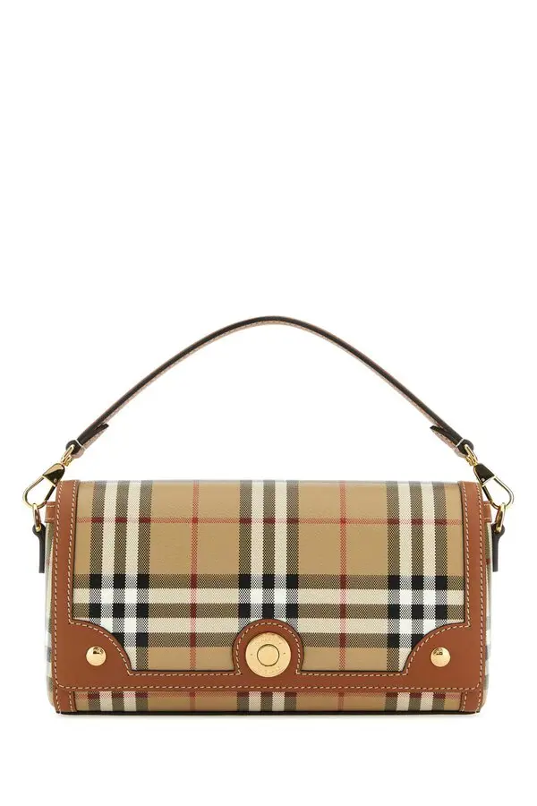 Burberry Mini Printed Canvas And Leather Note Handbag - Checked