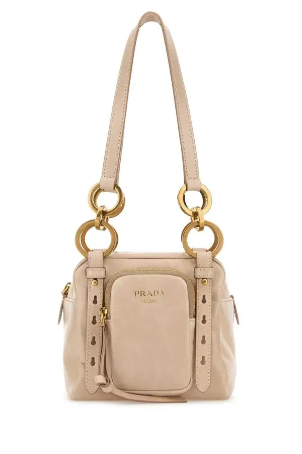Prada Mini Dangle Handbag With Golden Metal Finishing