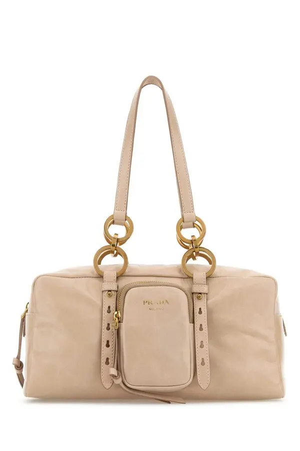 Prada Leather Handbag With Golden Hardware, 31 Cm X 15 Cm X 12 Cm, Adjustable Handle Crossbody