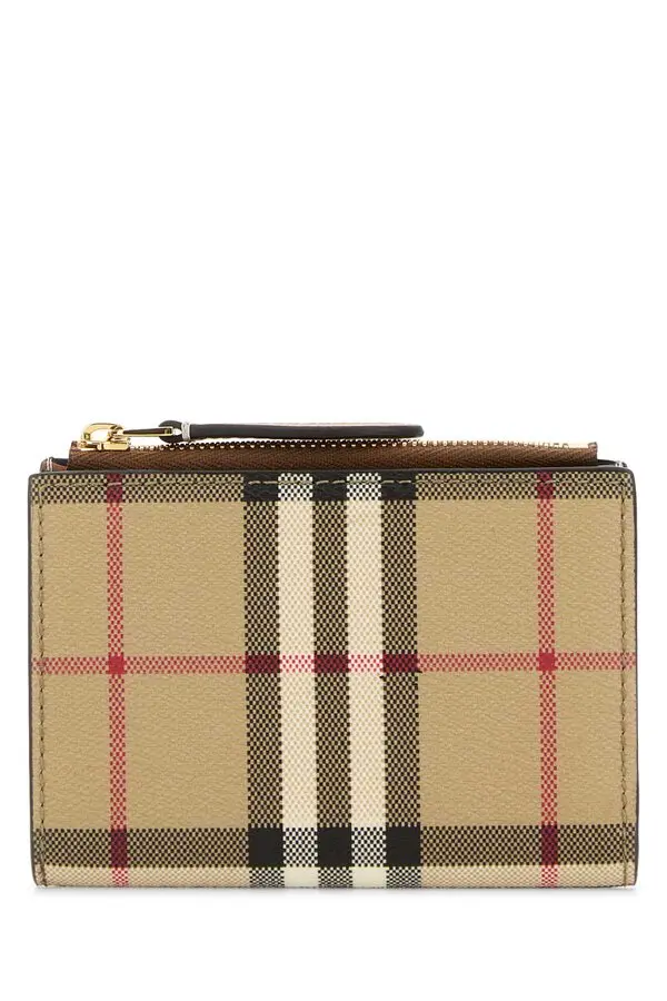 Burberry Printed Canvas Mini Wallet 12 Cm X 4 Cm X 8 Cm